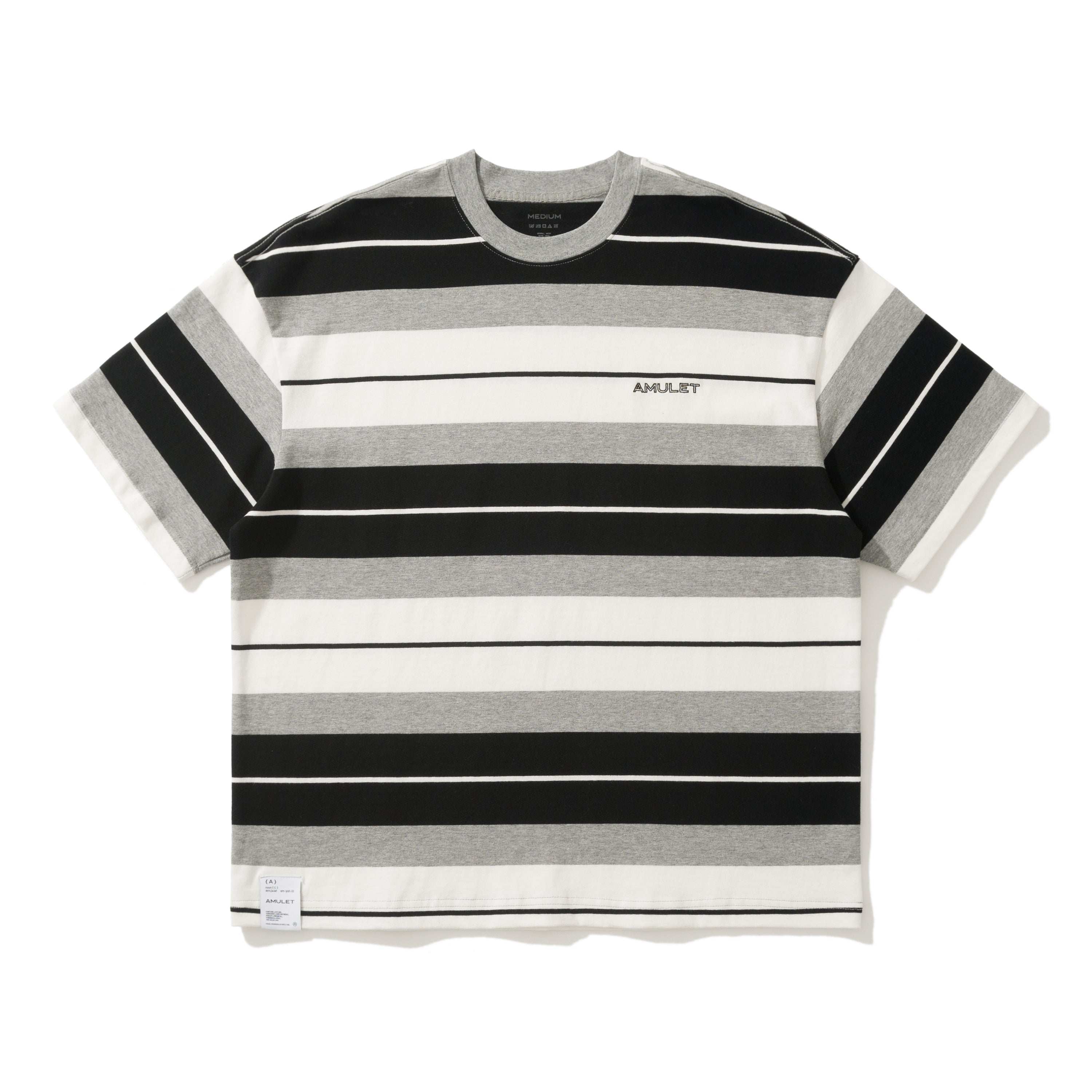 AMULET LOGO STRIPE TEE/ BLCK & GREY